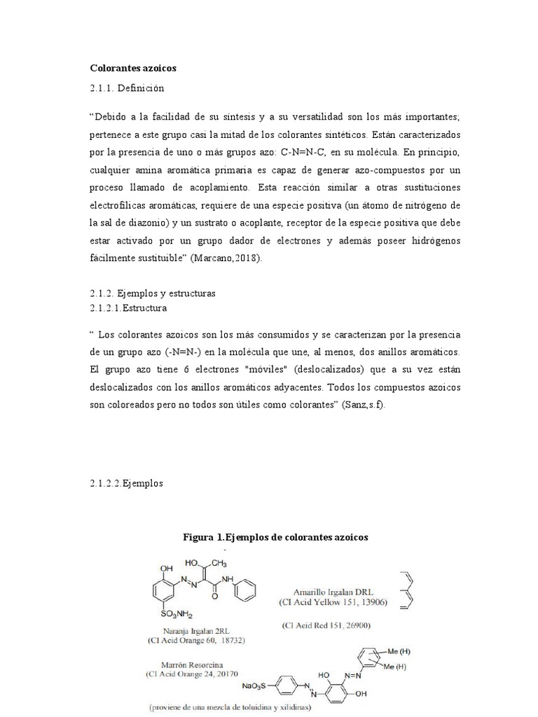 Colorantes Azoicos: Definición y Ejemplos | PDF