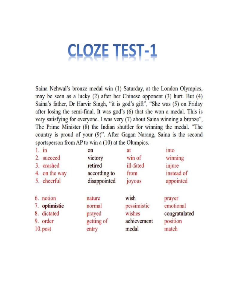 Cloze Test Practice | PDF