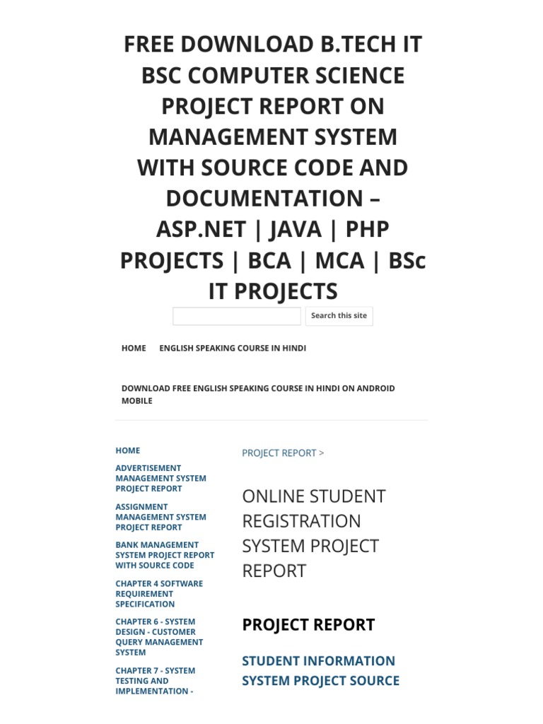 ONLINE STUDENT REGISTRATION SYSTEM PROJECT REPORT - FREE DOWNLOAD B ...