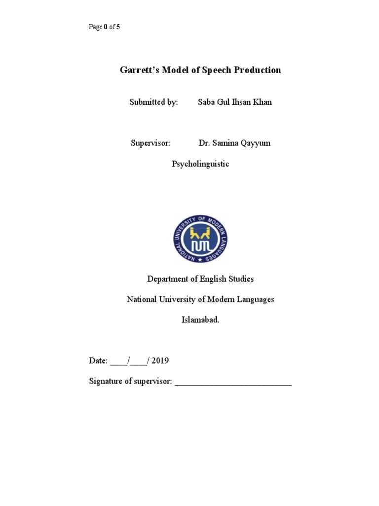 Garrett's Model of Speech Production | PDF | Speech | Word