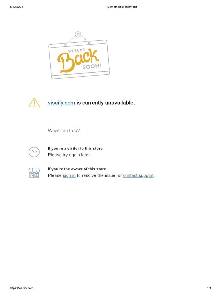 Viseify Store Unavailable Notice | PDF