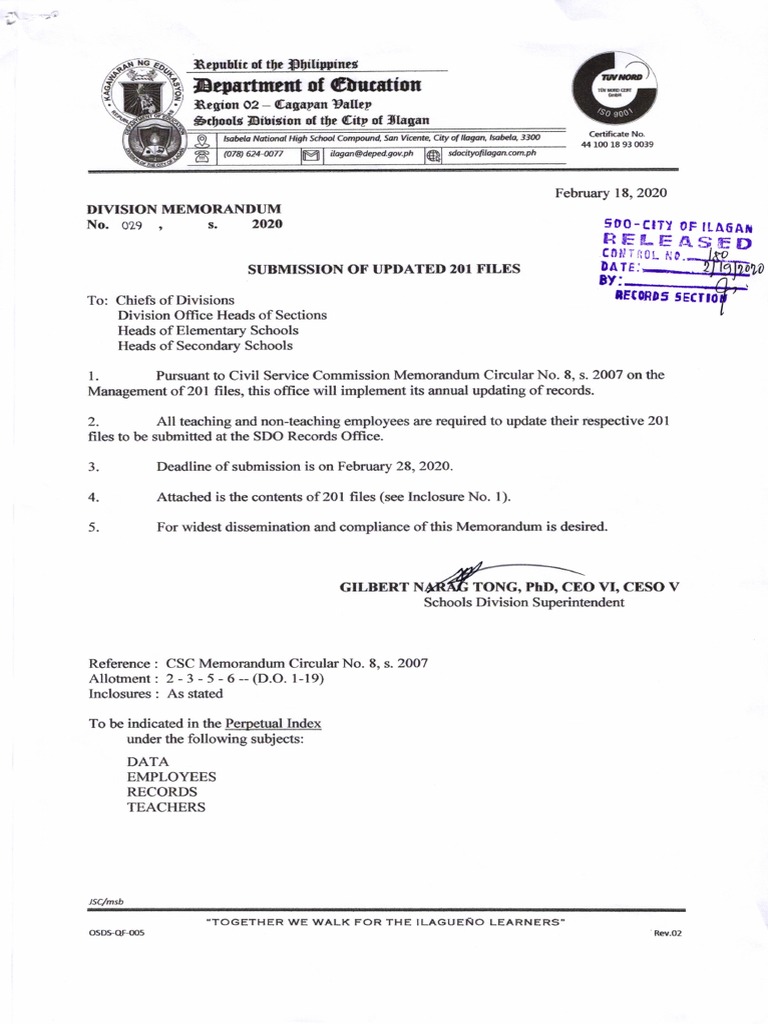 DM Submission of Updated 201 Files | PDF | Business