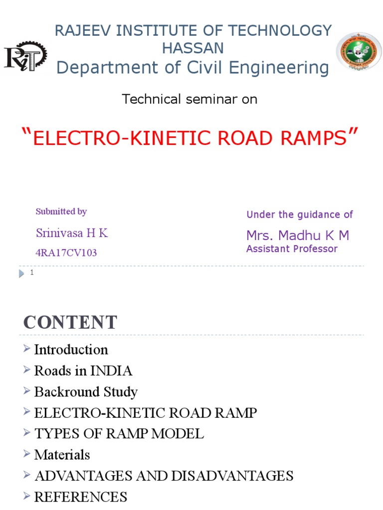 Electro-Kinetic Road Ramps: Department of Civil Engineering | PDF ...