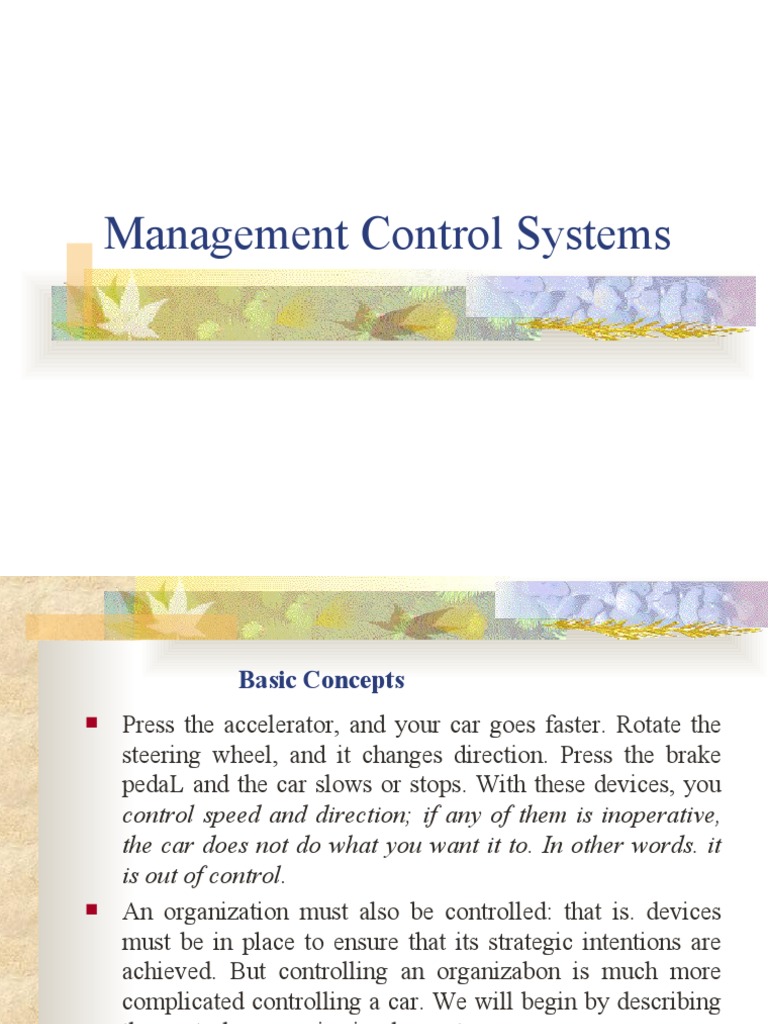 Management Control Systems | PDF | Goal | Business