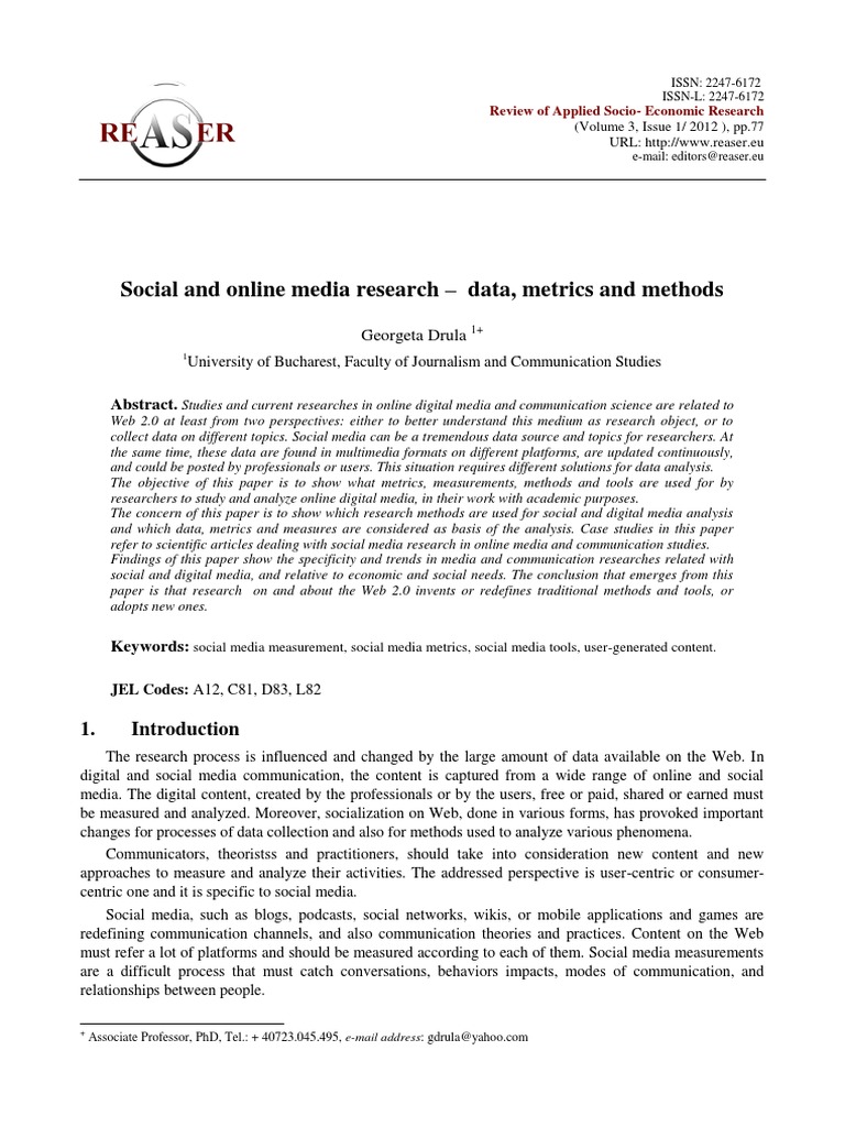 Social Media Research Metrics & Methods | PDF | Social Media | Popular ...