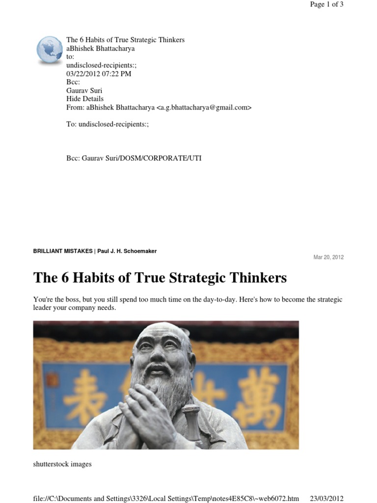 6 Habits of Strategic Thinkers | PDF | Strategic Leadership | Cognition