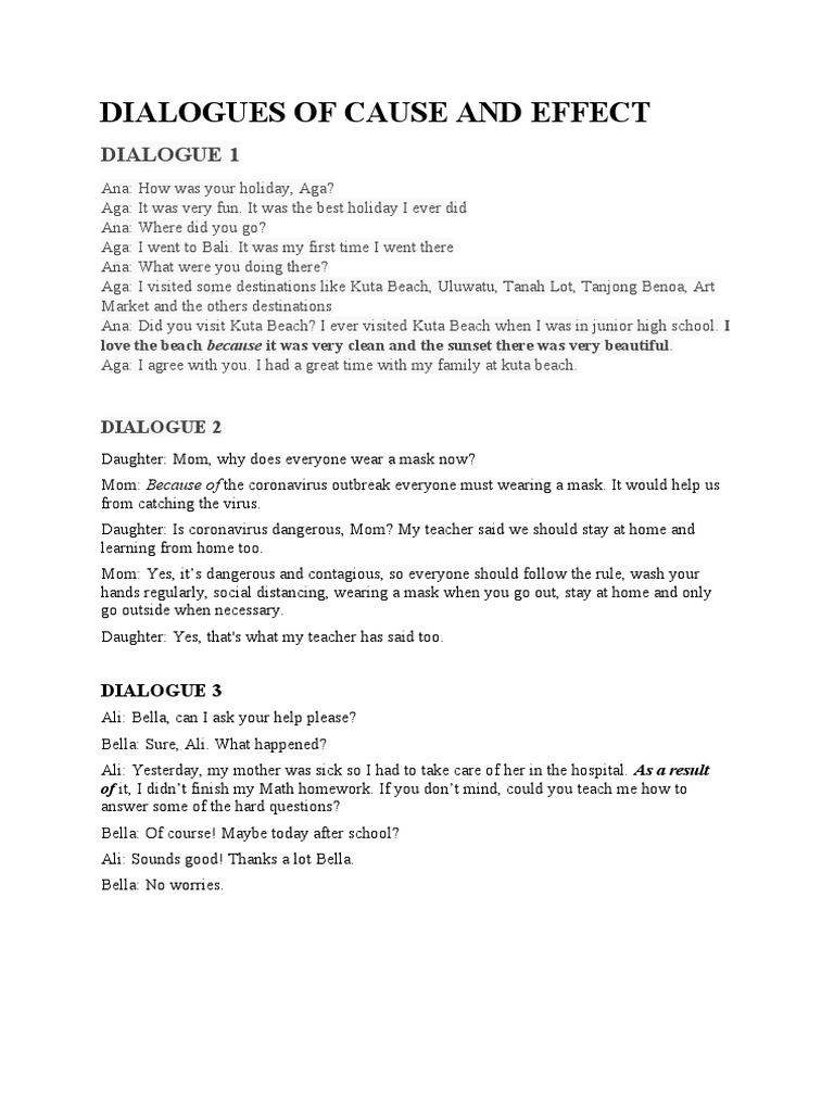 Dialogues of Cause and Effect: Dialogue 1 | PDF | Wellness | Medical
