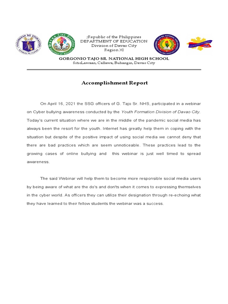 Accomplishment Report Webinar | PDF