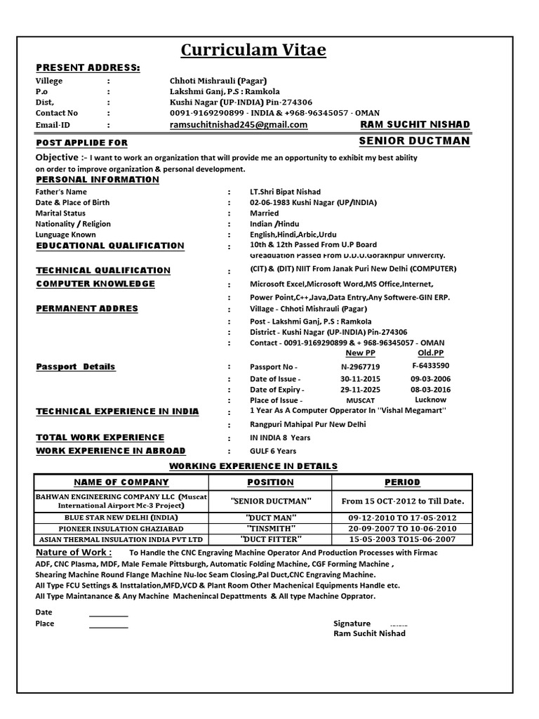 Ram Suchit S.Ductman-CV | PDF | Computing | Computing And Information ...
