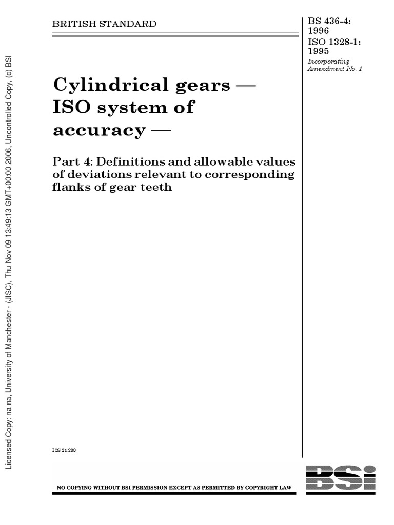 BS 00436-4-1996 (1999) Iso 1328-1-1995 | PDF | Gear | Accuracy And ...