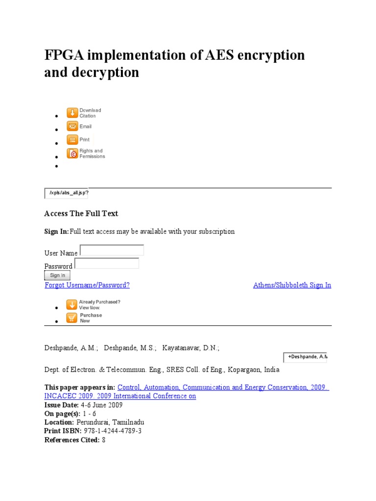 FPGA Implementation of AES Encryption and Decryption | PDF