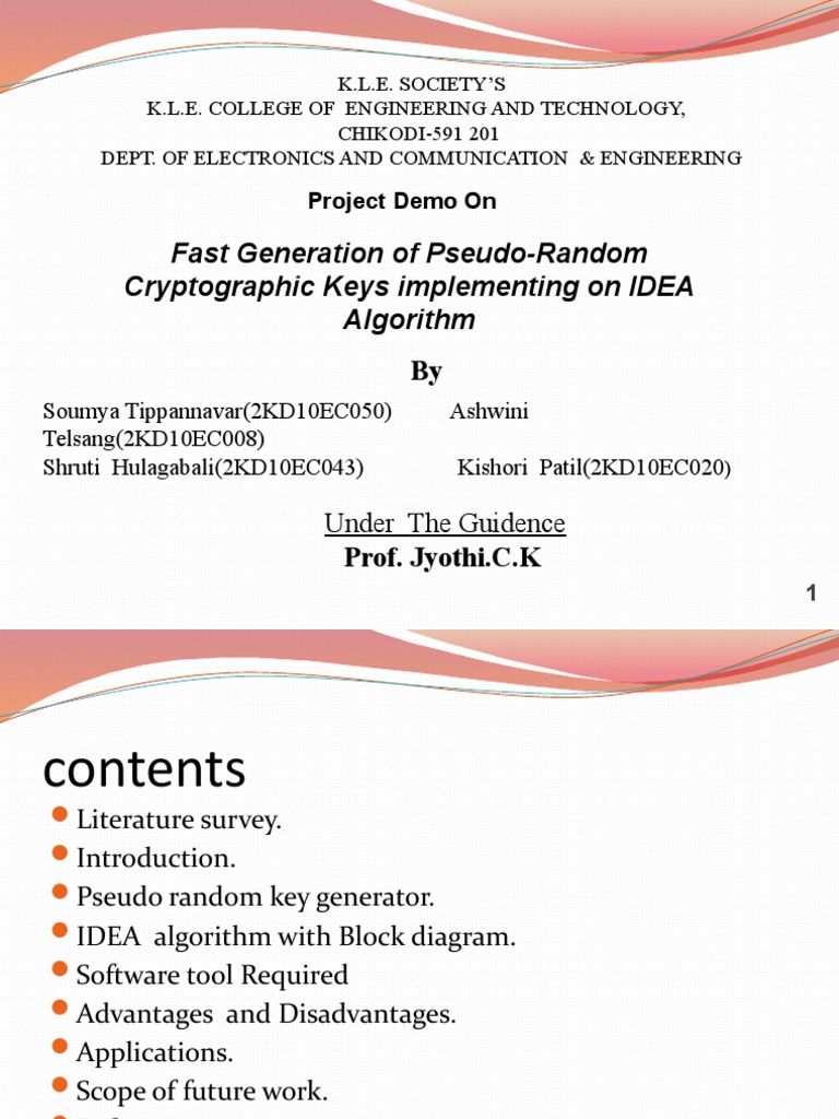 Fast Generation of Pseudo-Random Cryptographic Keys Implementing On IDEA Algorithm | PDF ...