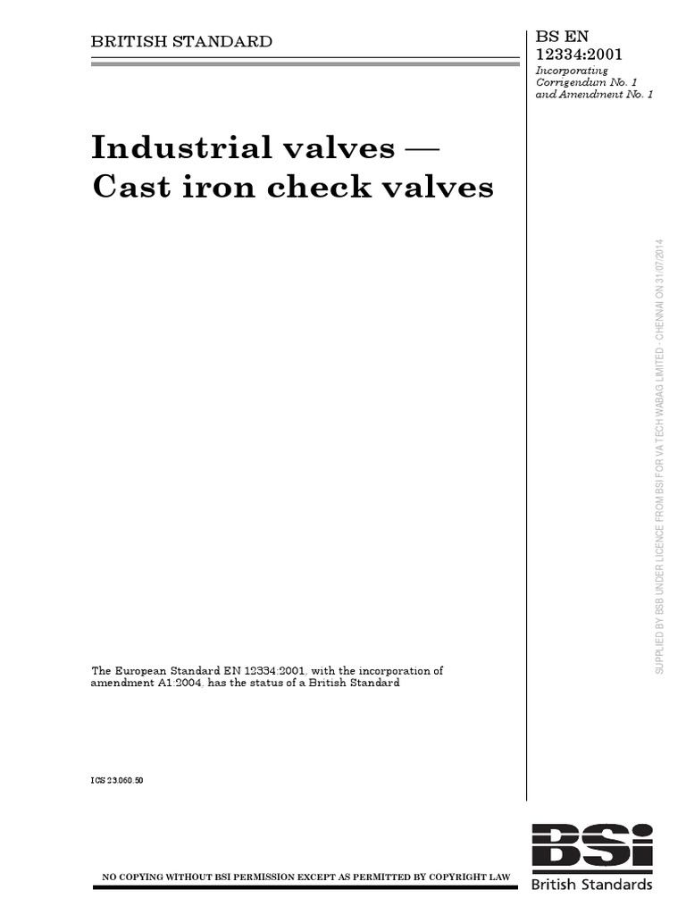 BS en 12334-2001 | PDF | Pipe (Fluid Conveyance) | Valve