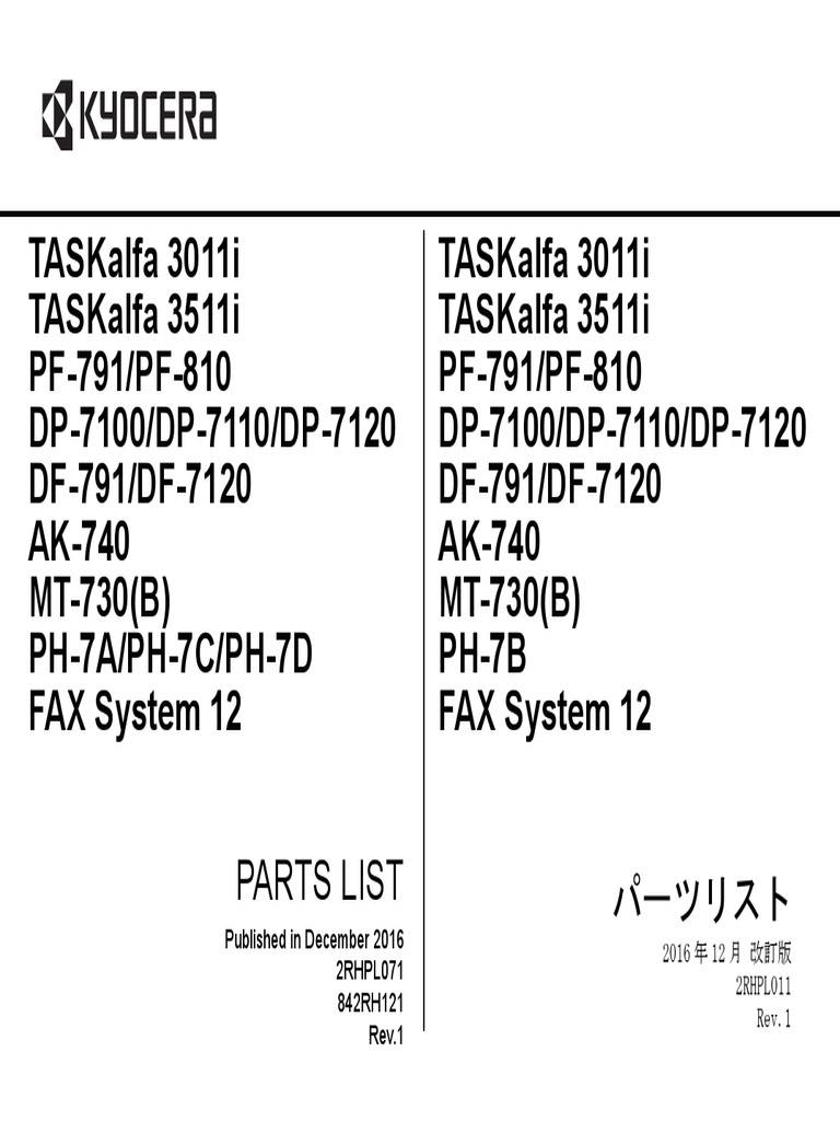 TA-3011 - 3511 Parts Manual | PDF