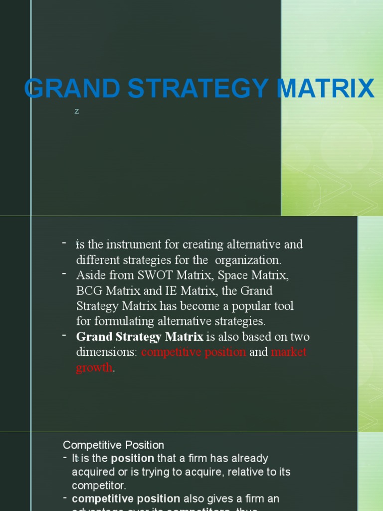Grand Strategy Matrix Prums | PDF
