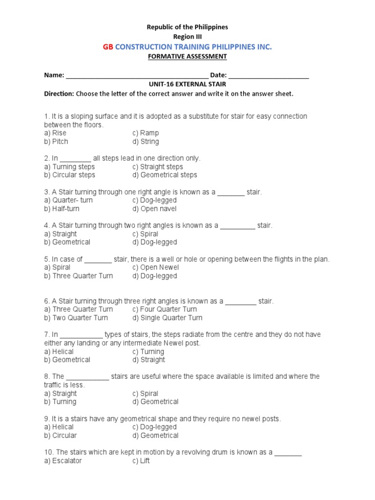 External Stair Assessment Format | PDF | Stairs | Building Engineering