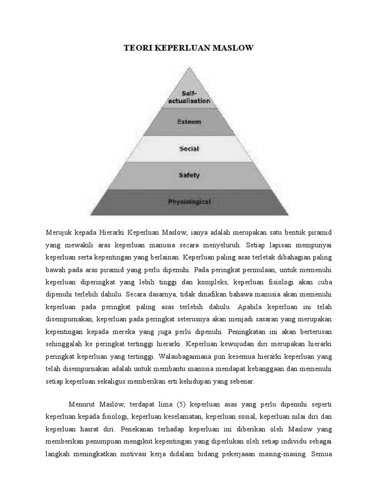 Teori Keperluan Maslow | PDF