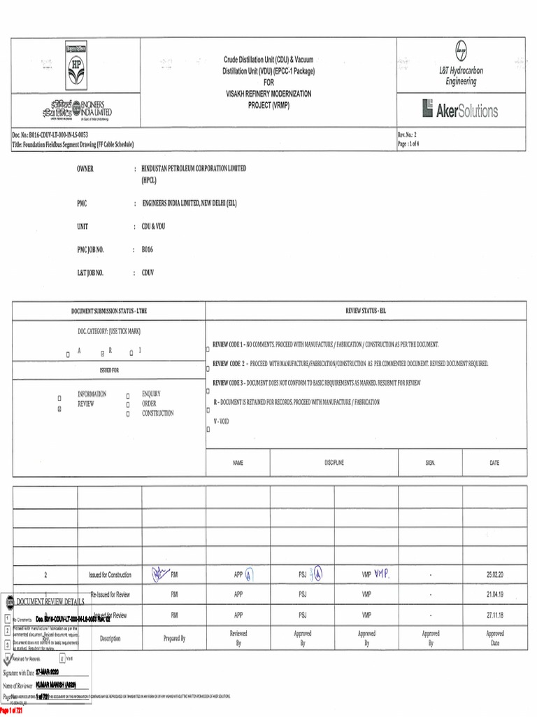 Foundation Fieldbus Segment Drawing (FF Cable Schedule) - Modif | PDF ...