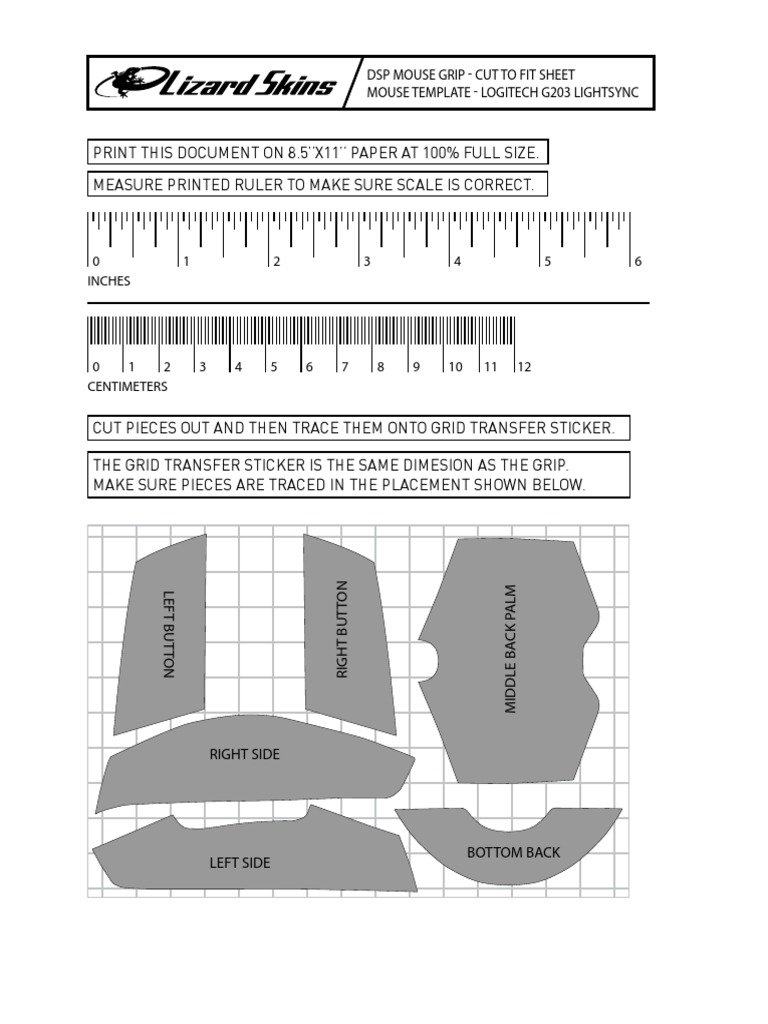 0 1 2 3 4 5 6 Inches: Mouse Template - Logitech G203 Lightsync DSP ...