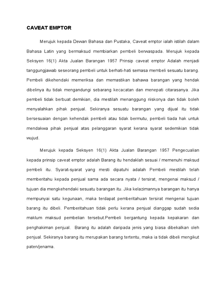 Prinsip Caveat Emptor dan Venditor | PDF