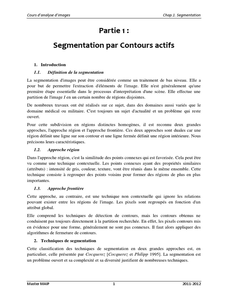 Chap1 Segmentation Par Contours Actifs | PDF | Courbe | Segmentation d'image