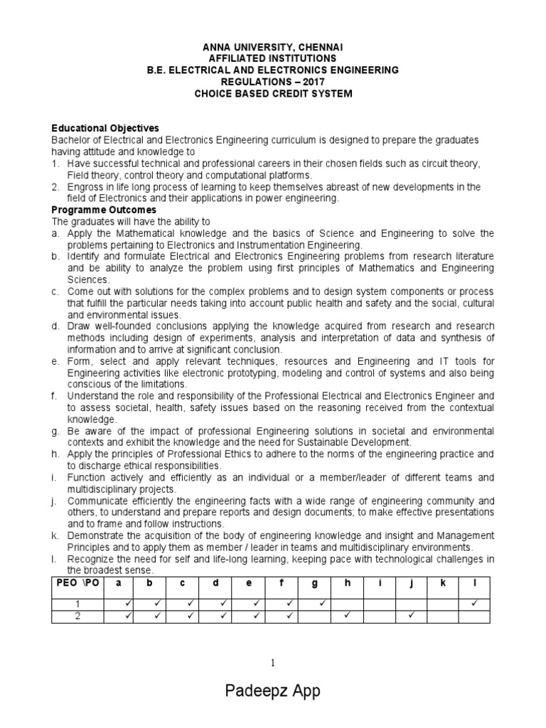 EEE Syllabus 2017 Anna University | PDF | Integral | Differential Calculus