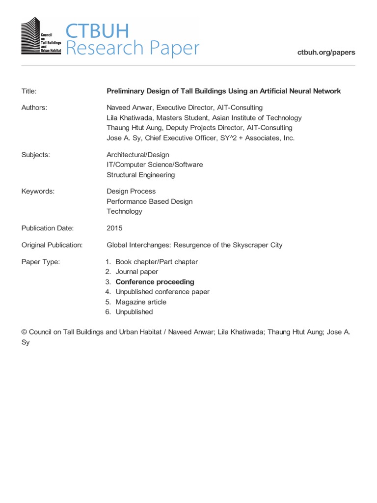 Preliminary Design of Tall Buildings Using An Artificial Neural Network ...