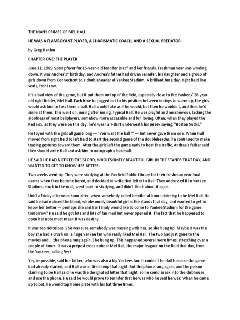 The Many Crimes of Mel Hall | PDF | New York Yankees | Rape