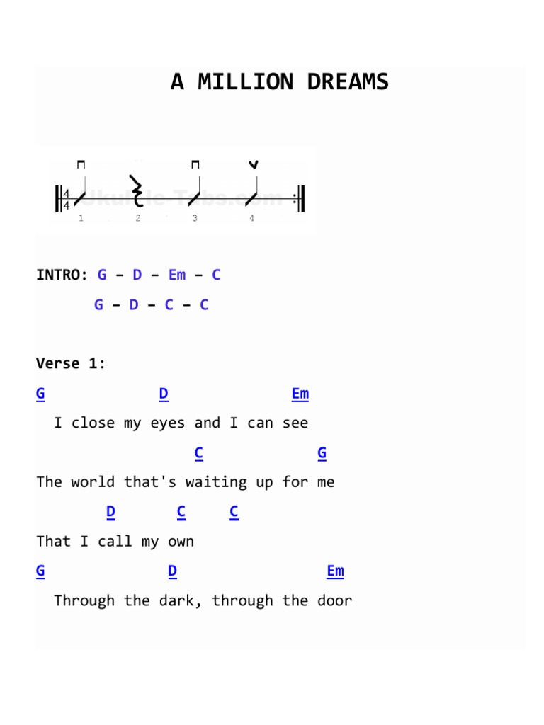 A Million Dreams Chords With Lyrics | PDF | Song Structure | Songs