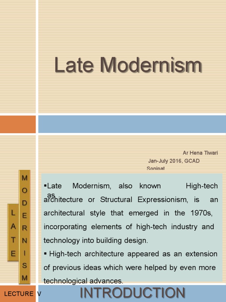 Late Modernism: Ar Hena Tiwari Jan-July 2016, GCAD Sonipat | PDF ...