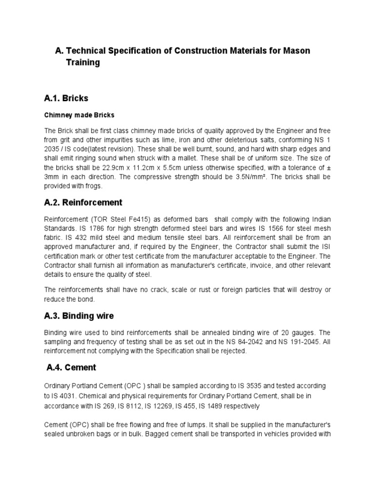 Materials Specification | PDF | Cement | Construction Aggregate