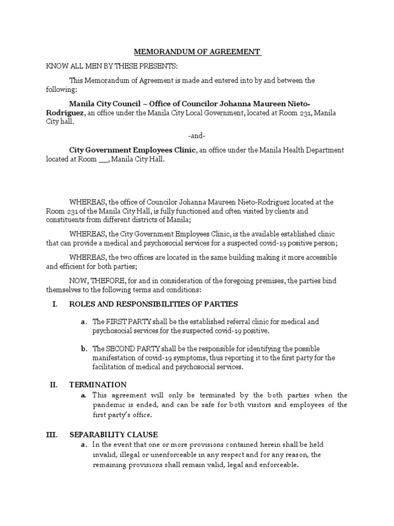 Memorandum of Agreement | PDF | Private Law | Common Law