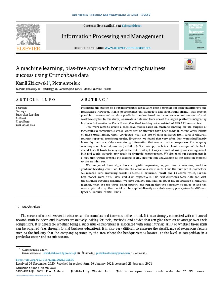 Information Processing and Management: Kamil Żbikowski, Piotr Antosiuk | PDF | Cross Validation ...