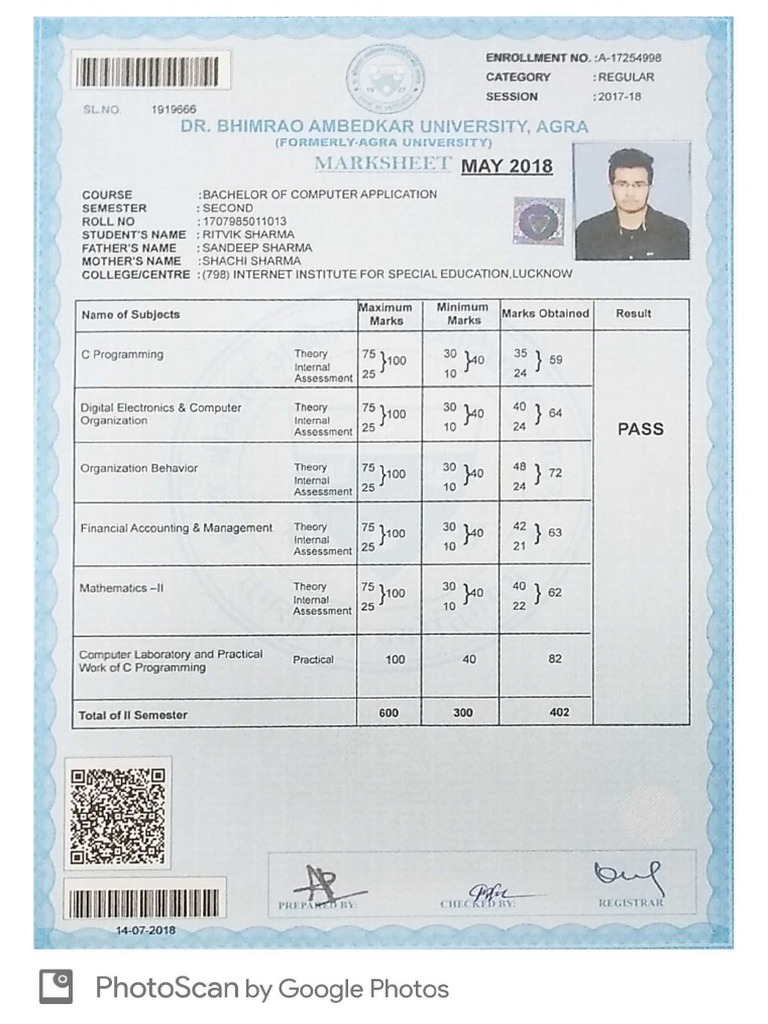 DT20196008484 UG Marksheet 2 | PDF