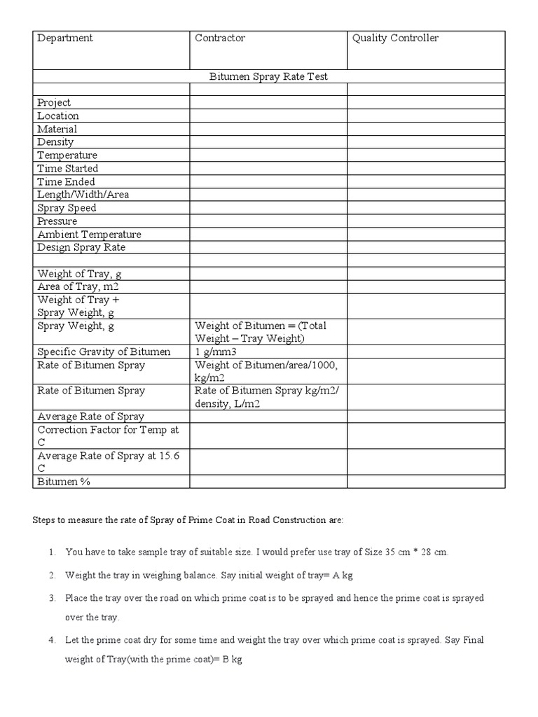Bituman Spray Rate Test | PDF