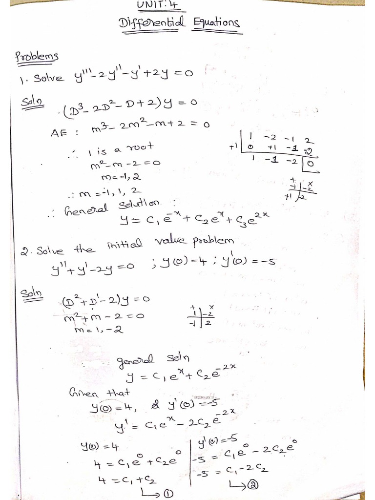M2 Unit-4 - Differential Equations - (20 Pages) | PDF