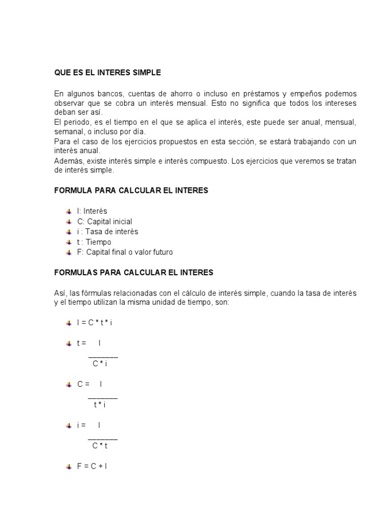 Proyecto SJB Formulario Interes Simple | PDF | Bancos centrales | Interés