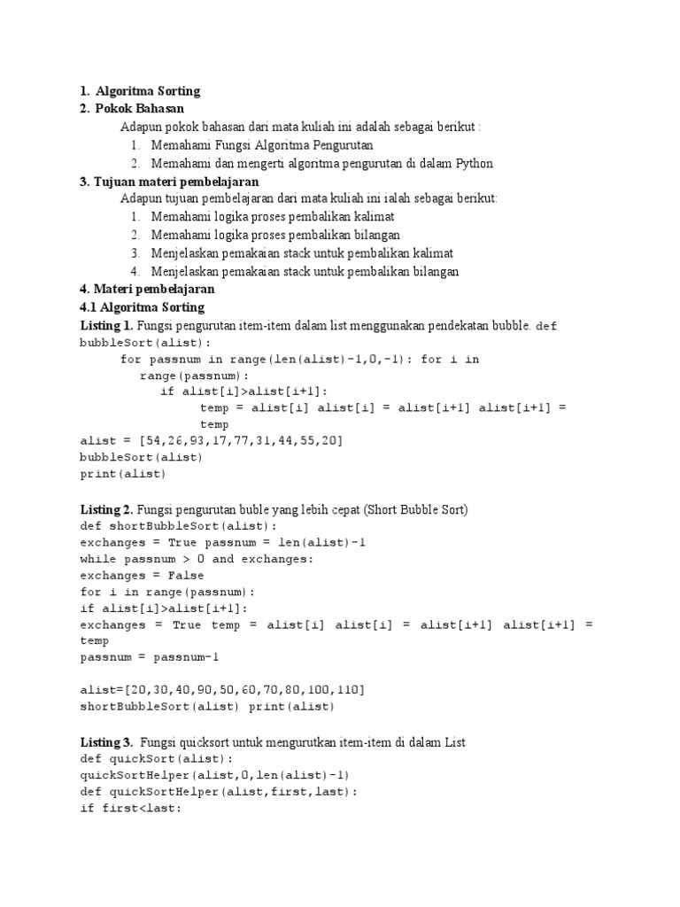 Algoritma Sorting | PDF
