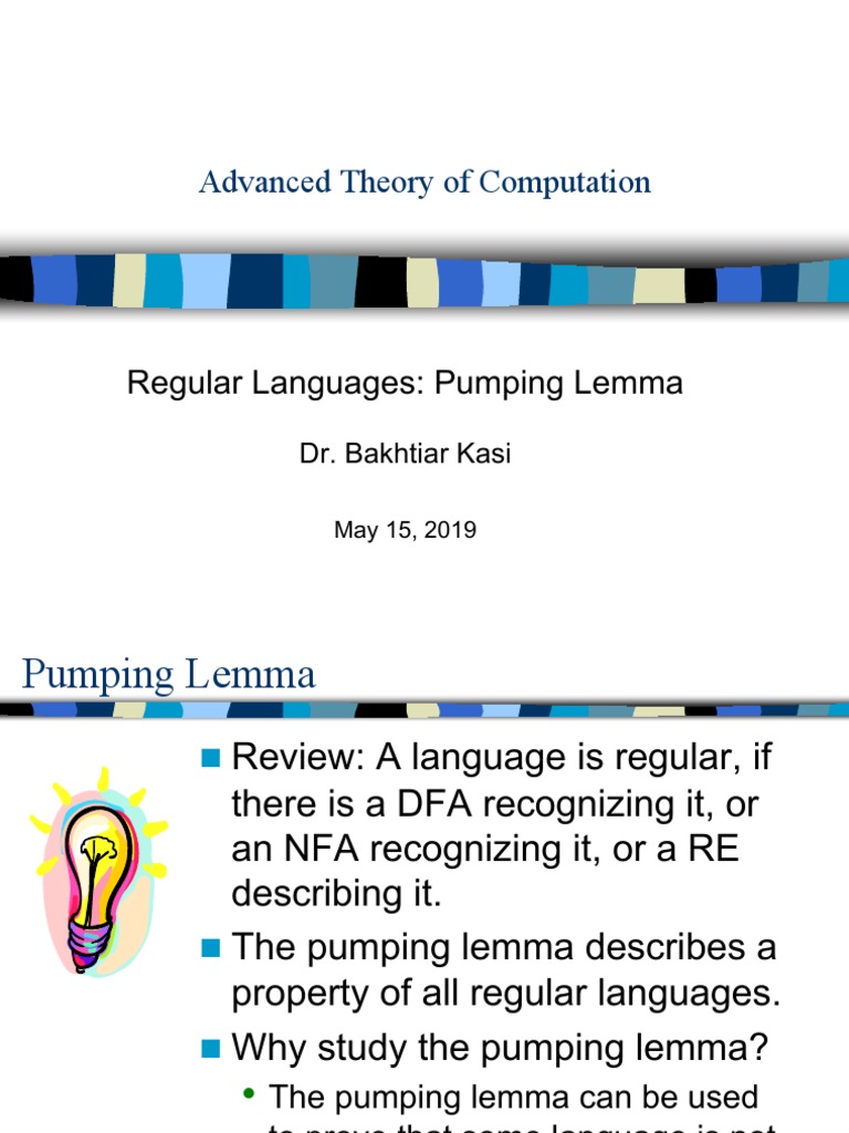 Advanced Theory of Computation: Regular Languages: Pumping Lemma | PDF | Formalism (Deductive ...