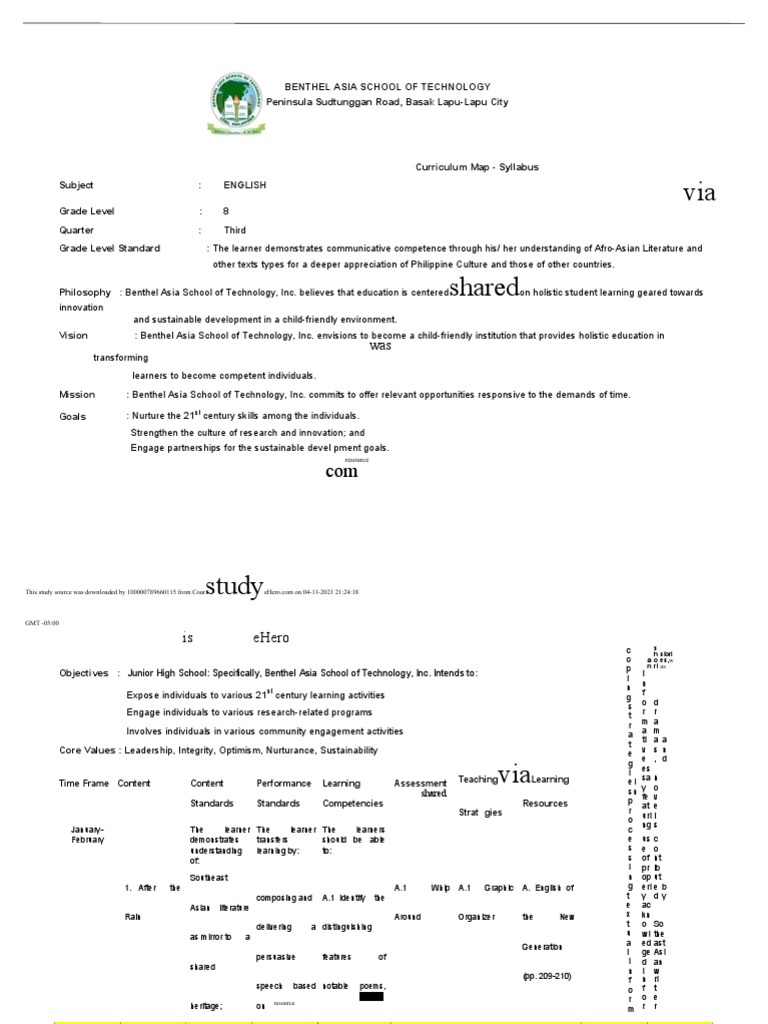 Grade 8 English Syllabus 3rd Quarter | PDF | Curriculum | Human Nature