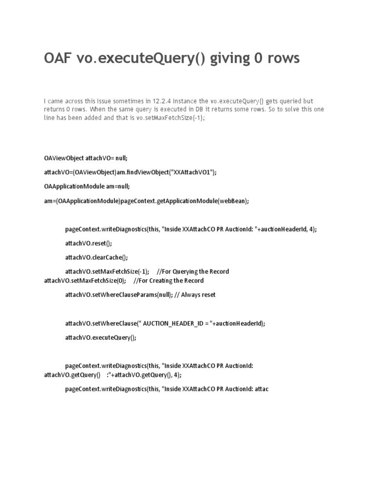 OAF VO Execute Rows | PDF