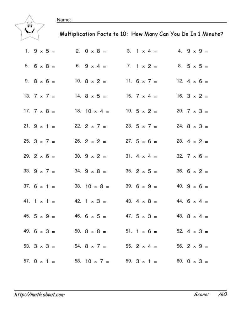 Multiplication Facts 1 | PDF