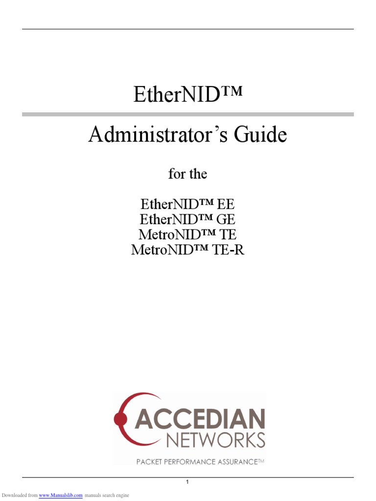 Ethernid™ Administrator'S Guide: For The Ethernid™ Ee Ethernid™ Ge ...