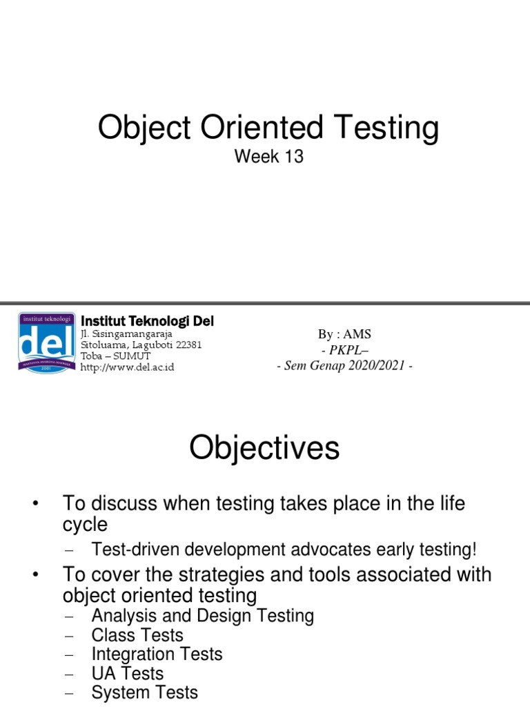 Object Oriented Testing Week 13 Pdf Class Computer Programming