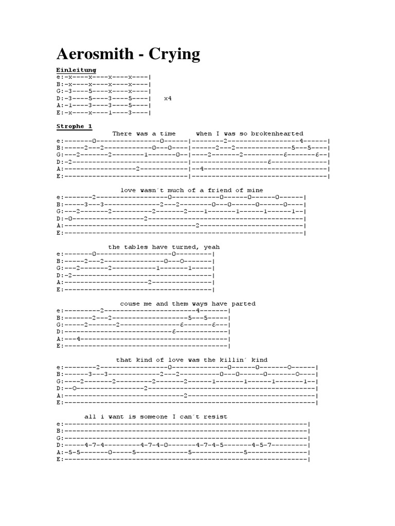 Crying Tab Aerosmith: Cryin Chords Aerosmith – KKSURC