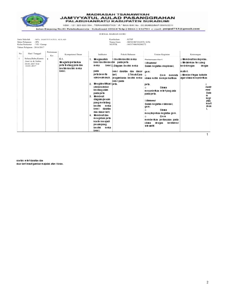 Jurnal Harian Guru Bu Reni Kelas 9 Ips | PDF