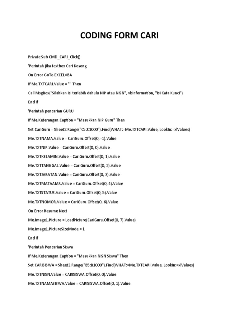 Coding Form Cari | PDF | Software Engineering | Computer Programming