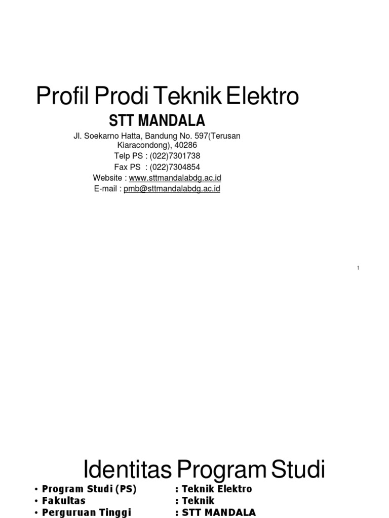 Profil Prodi Teknik Elektro STT Mandala | PDF