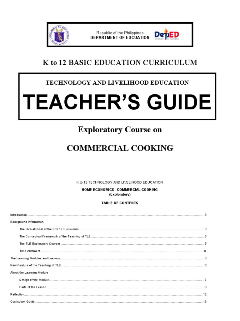 Teacher'S Guide: Exploratory Course On Commercial Cooking | PDF ...