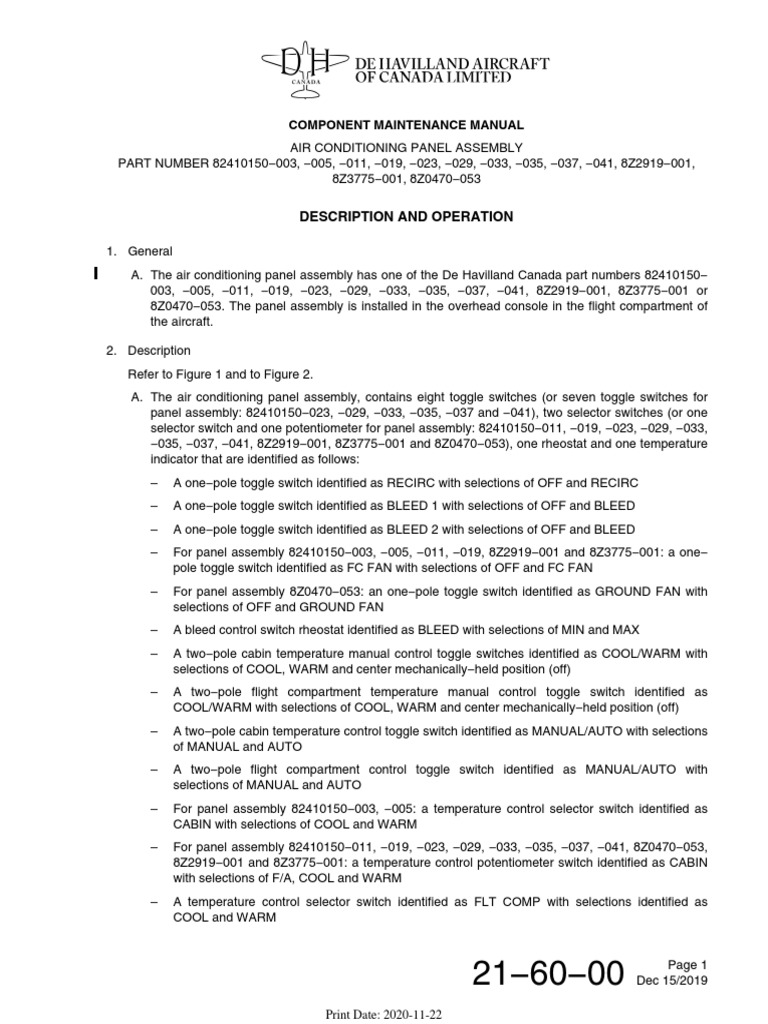 Description and Operation: Component Maintenance Manual | PDF ...